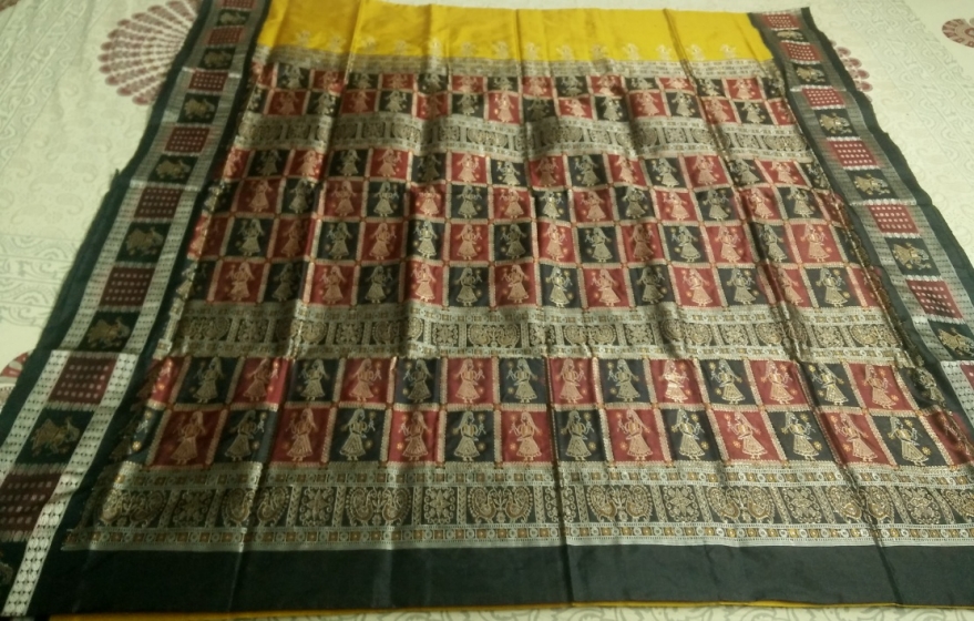 Doll Border and Aanchal Bomkai Saree in Silk with Blouse piece online ...